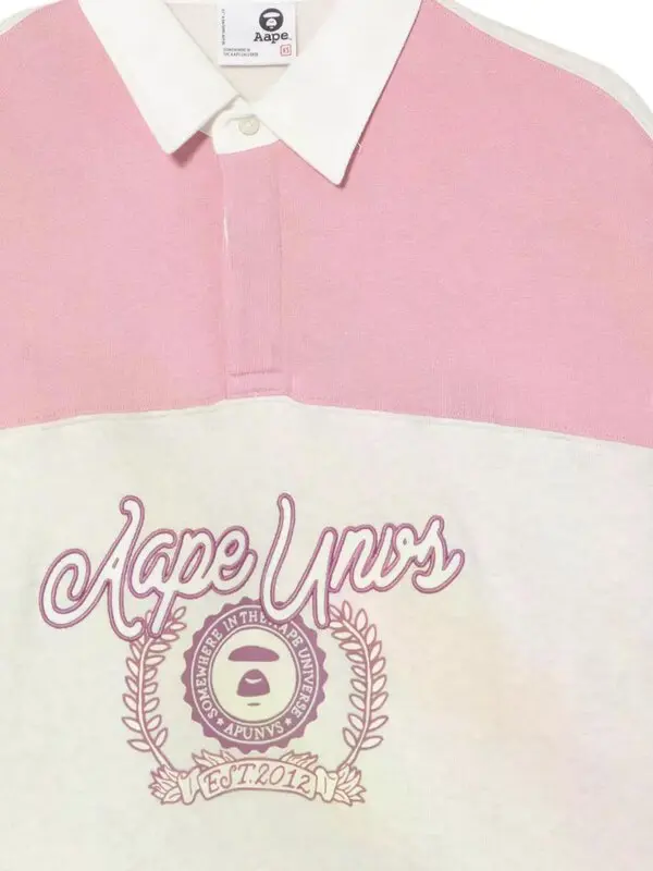 A BATHING APE Embroidered-logo Cotton Polo Top - Neutrals