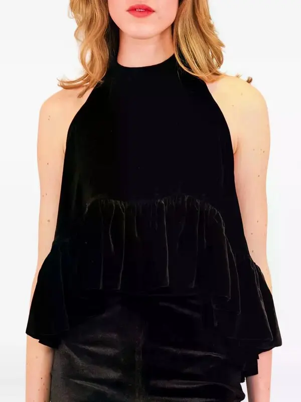 Azeeza Winston Ruffled Velvet Top