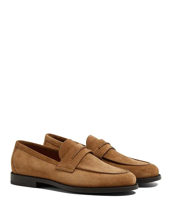 Zegna Suede Mocassin Corso Loafers - Tobacco