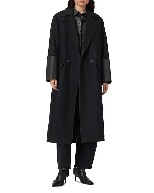 ALLSAINTS Sellma Lea Wool-blend Coat - Black