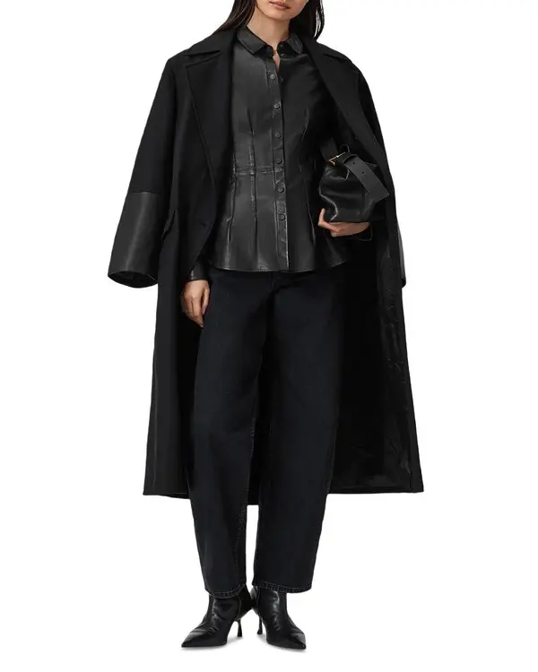 ALLSAINTS Sellma Lea Wool-blend Coat - Black