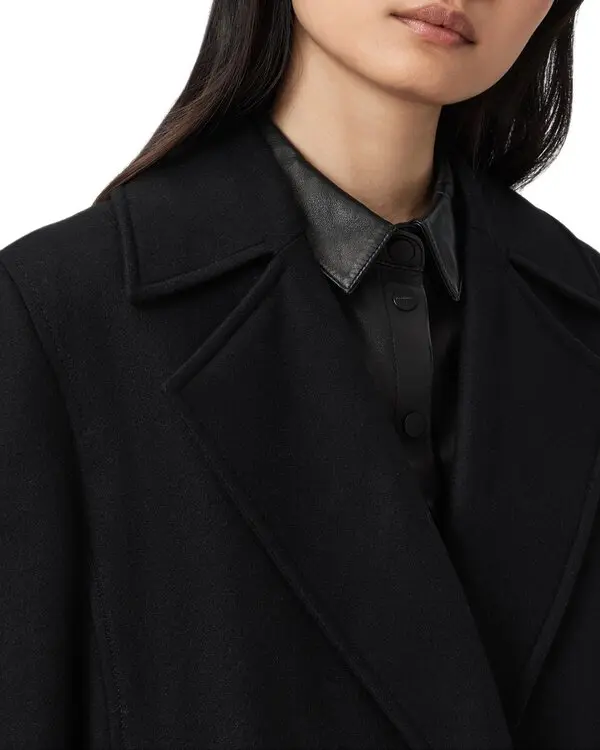 ALLSAINTS Sellma Lea Wool-blend Coat - Black