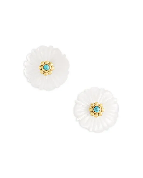 ANABEL ARAM Milos Carved Stone Flower Stud Earrings - White