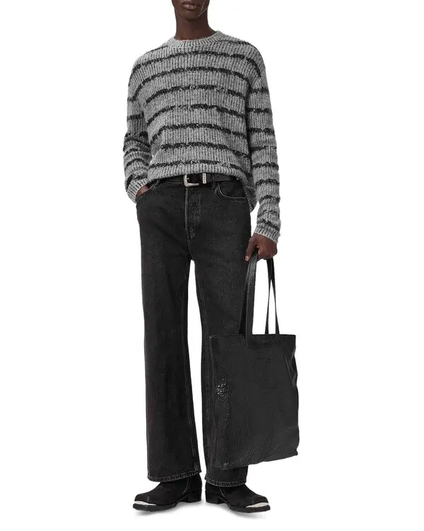 ALLSAINTS Dissolved Striped Crewneck Sweater - Grey/black