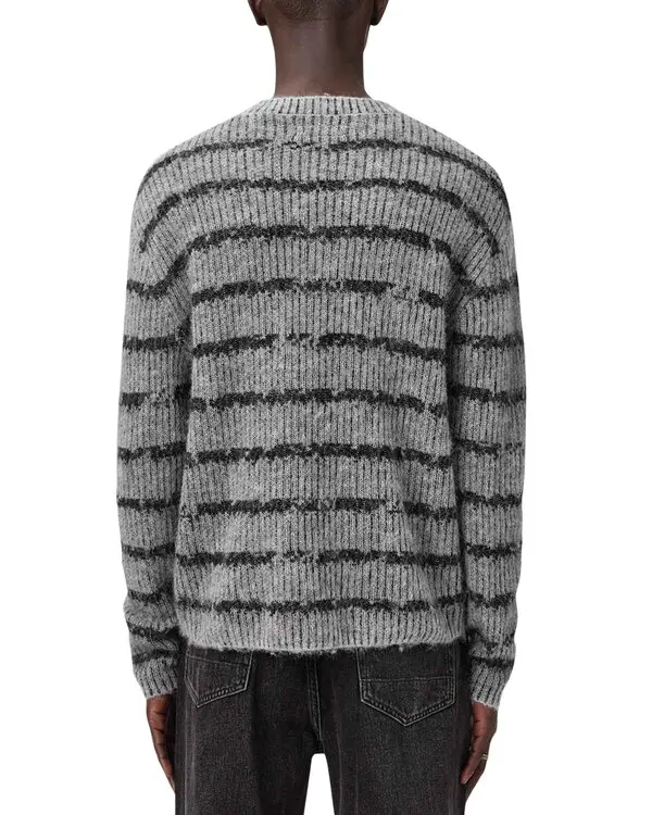 ALLSAINTS Dissolved Striped Crewneck Sweater - Grey/black