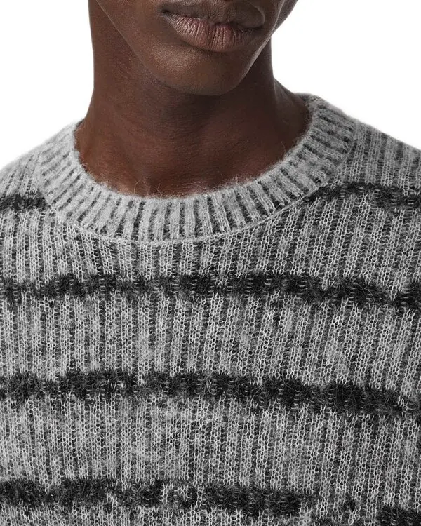 ALLSAINTS Dissolved Striped Crewneck Sweater - Grey/black