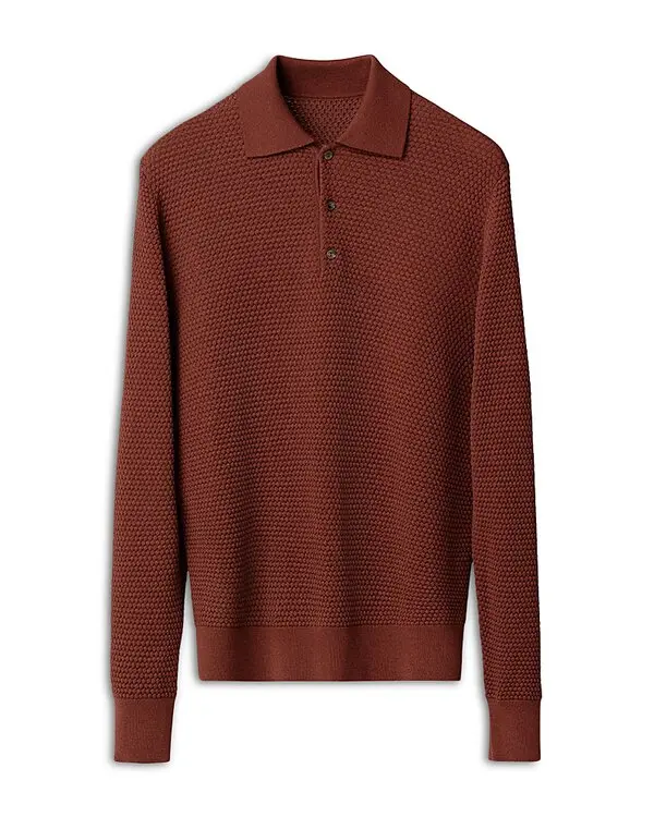 Eton Relaxed Fit Popcorn Stitch Merino Wool Polo Sweater