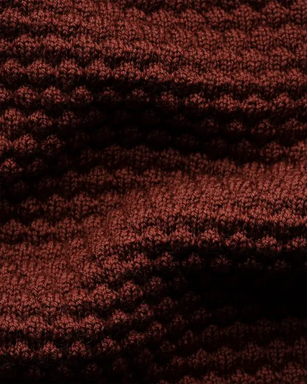 Eton Relaxed Fit Popcorn Stitch Merino Wool Polo Sweater