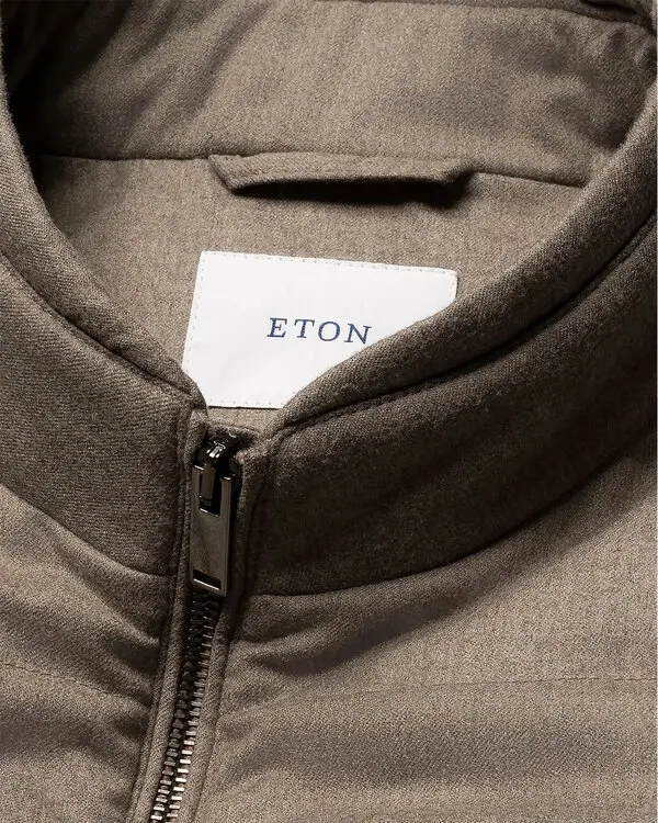Eton Relaxed Fit Wool Padded Vest - Light Beige