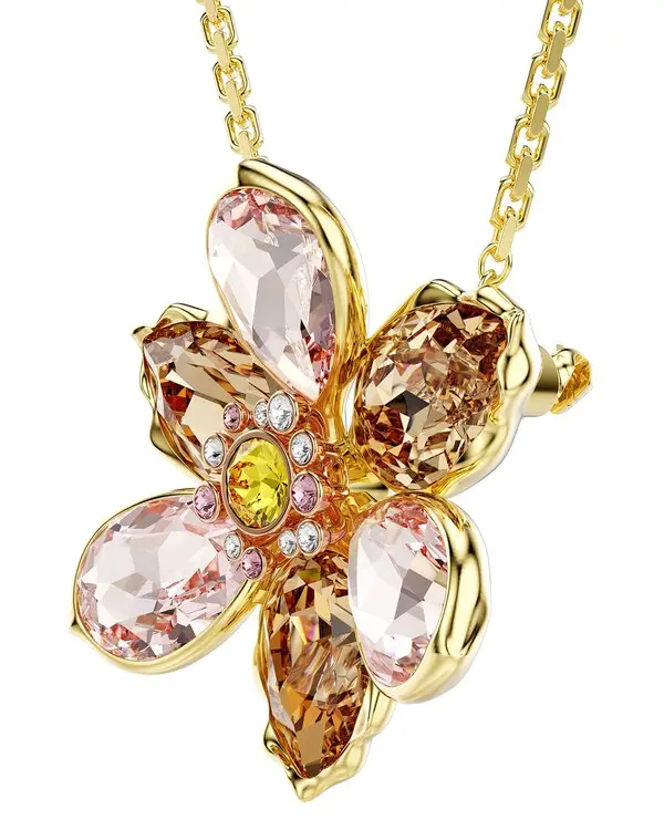 SWAROVSKI Idyllia Pendant Brooch Necklace - Gold