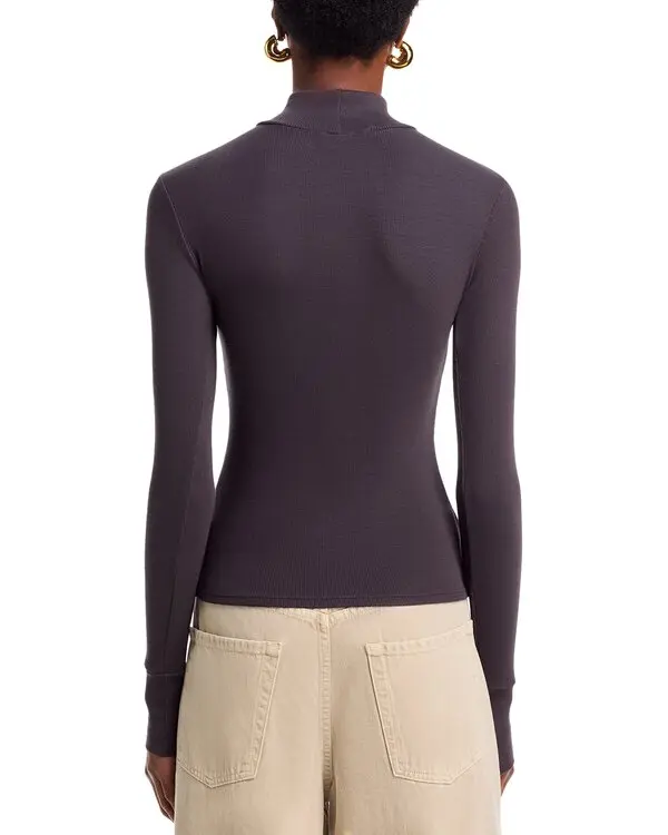 PERFECTWHITETEE Luxe Rib Turtleneck Tee - Cocoa