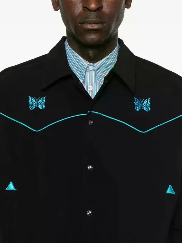 Needles Butterfly-embroidered Shirt - Black