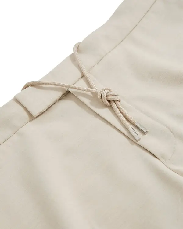 REISS Drawcord Slim Fit Trousers - Stone