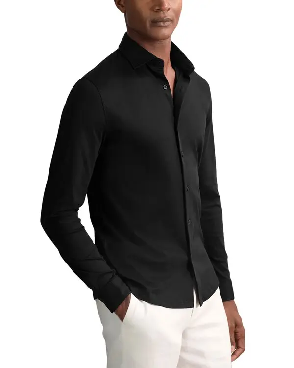 REISS Duke Airwater Cotton Jersey Shirt - Black
