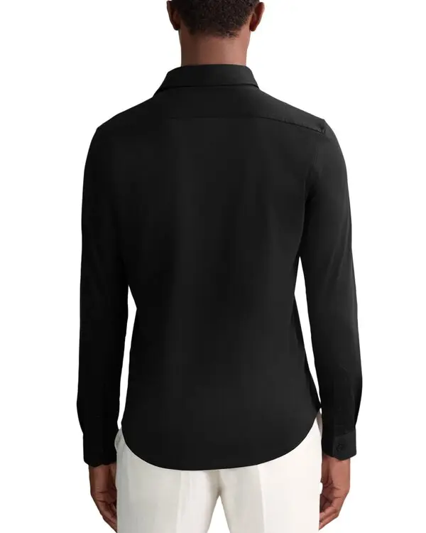 REISS Duke Airwater Cotton Jersey Shirt - Black