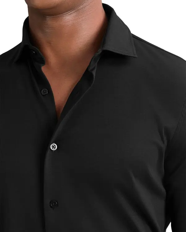 REISS Duke Airwater Cotton Jersey Shirt - Black