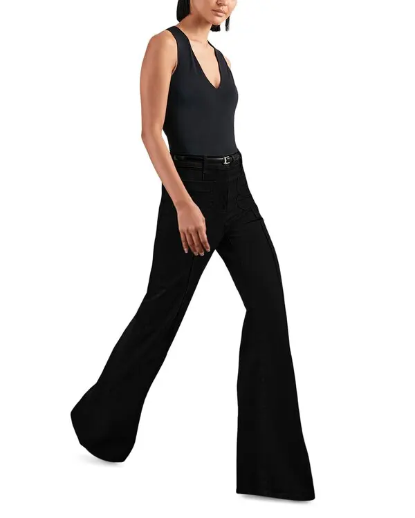 REISS Sakura High-rise Flare Leg Jeans - Black