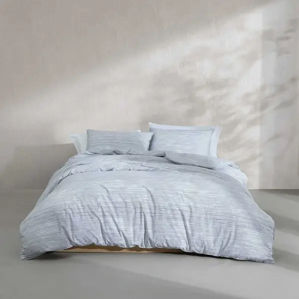 Calvin Klein Washed Percale Wavy Stripe 3 Piece Comforter Set, Queen
