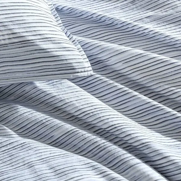 Calvin Klein Washed Percale Wavy Stripe 3 Piece Duvet Cover Set, King