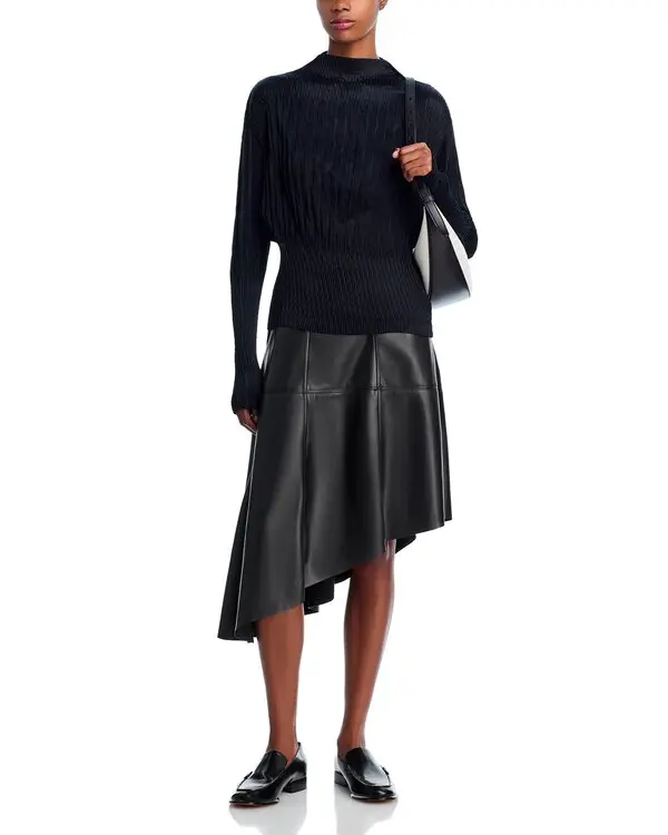 Issey Miyake Faux Suede Puff Pleats Top