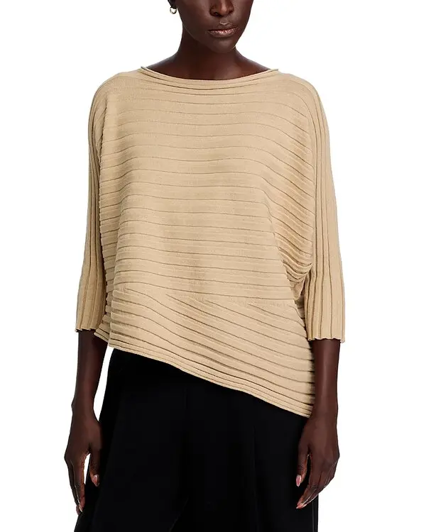 Issey Miyake Asymmetrical Cotton Cashmere Blend Sweater