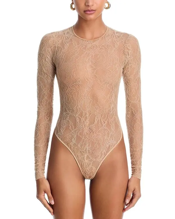 Wardrobe.NYC Lace Tank Bodysuit - Khaki
