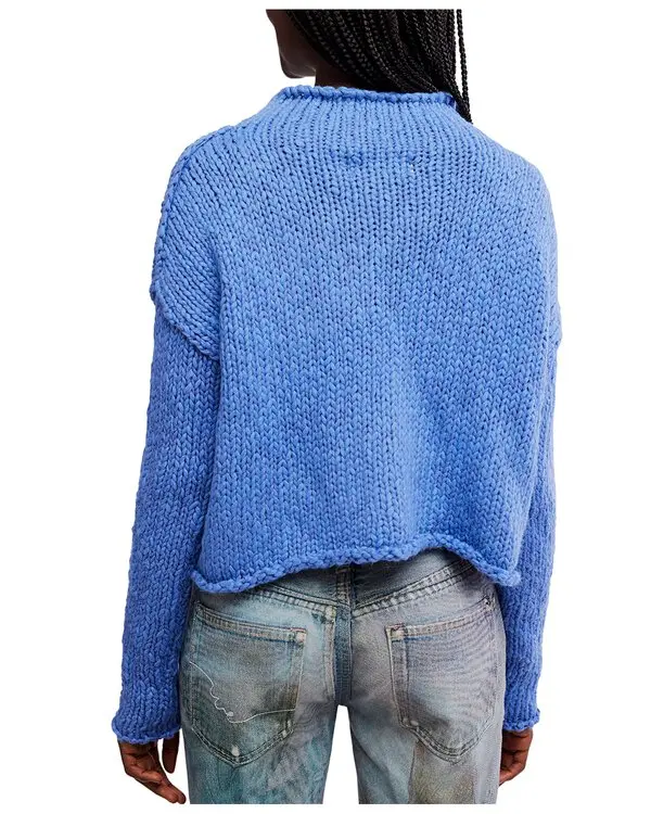 Free People Opal Cropped Sweater - Peri Blue