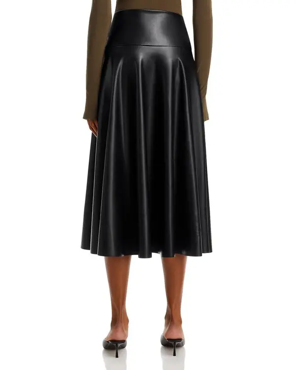 Norma Kamali Faux Leather Midi Skirt