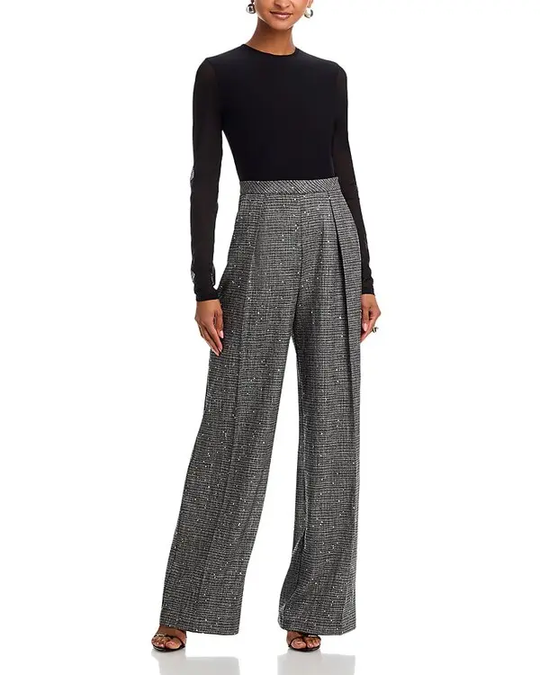 Black Halo Dante Colorblocked Jumpsuit - Metallic Plaid