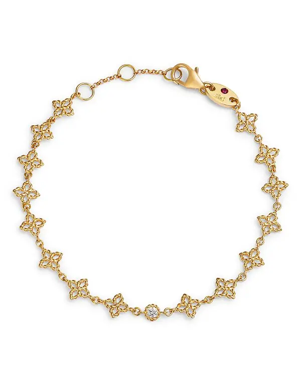 Roberto Coin 18k Yellow Diamond Flower Station Link Bracelet - Gold