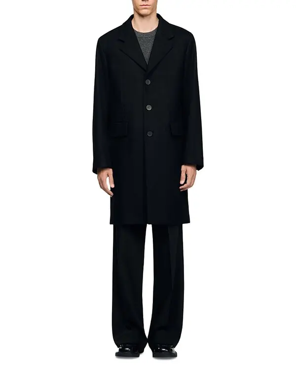 Sandro Wool Blend Coat - Black
