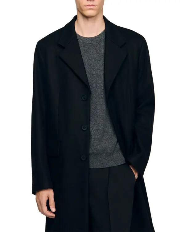 Sandro Wool Blend Coat - Black