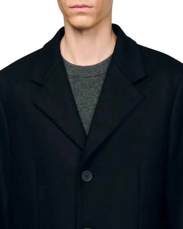 Sandro Wool Blend Coat - Black