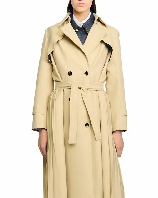 Sandro Belted Double Breasted Trench