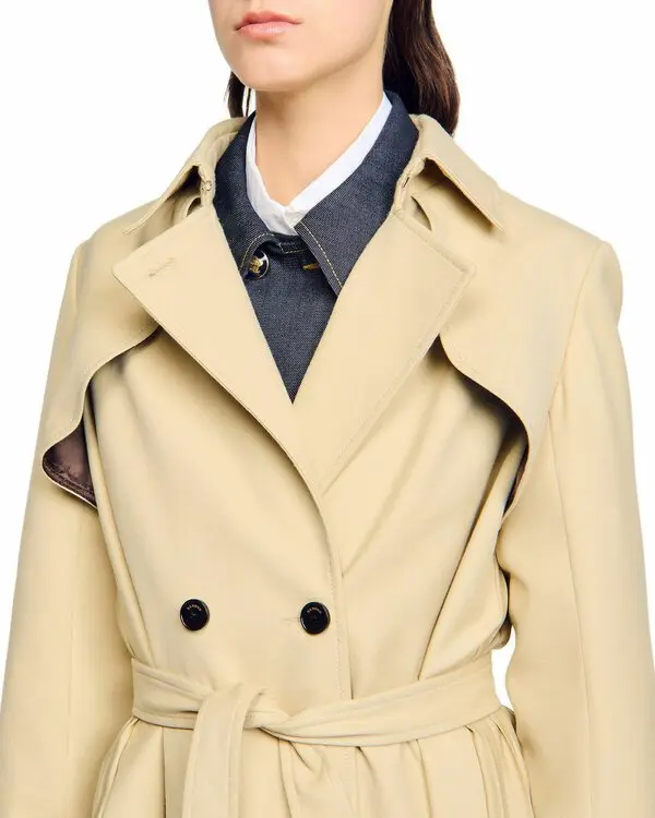 Sandro Belted Double Breasted Trench