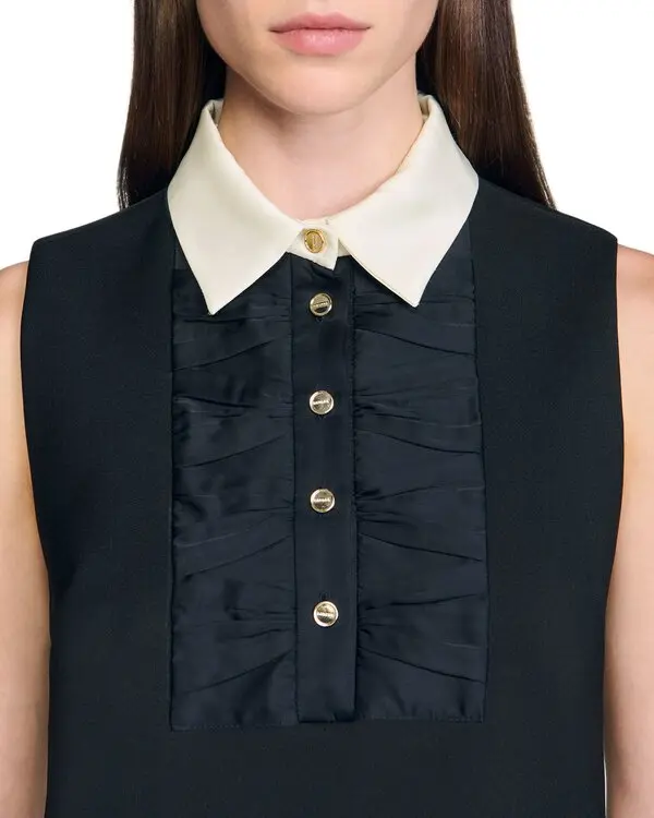 Sandro Short Dress With Contrast Collar