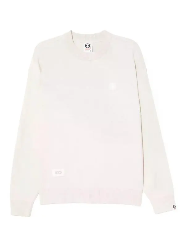 AAPE BY *A BATHING APE Logo-patched Crewneck Sweatshirt - Neutrals