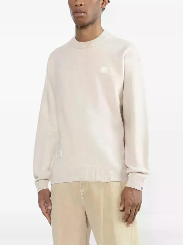 AAPE BY *A BATHING APE Logo-patched Crewneck Sweatshirt - Neutrals