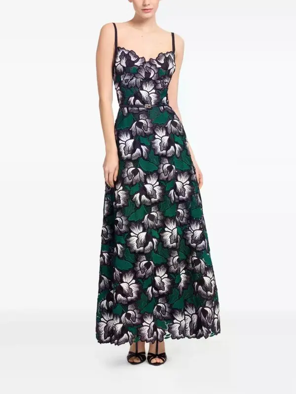 Elie Saab Macramé Floral Midi Dress