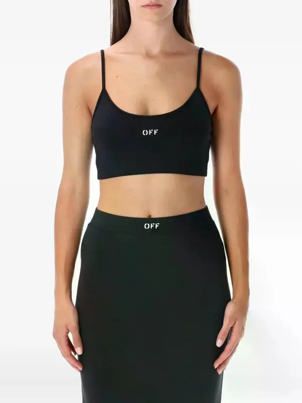 Off-White Sleek Spaghetti-strap Crop Top