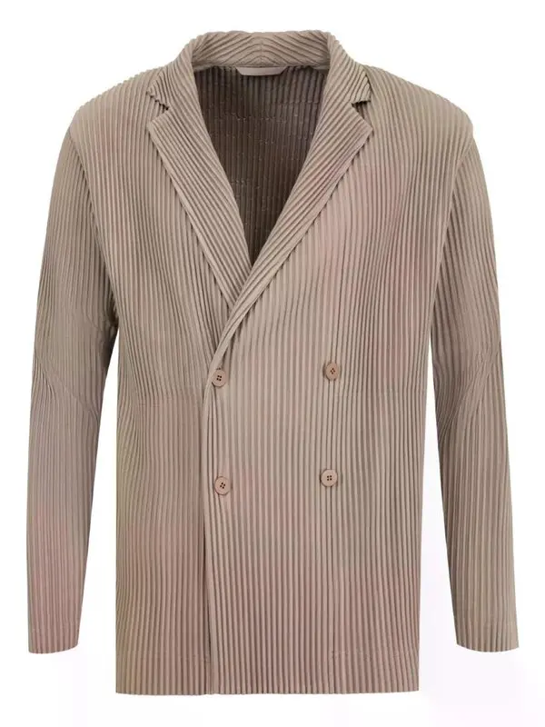 Issey Miyake Pleated Double-breasted Blazer - Brown