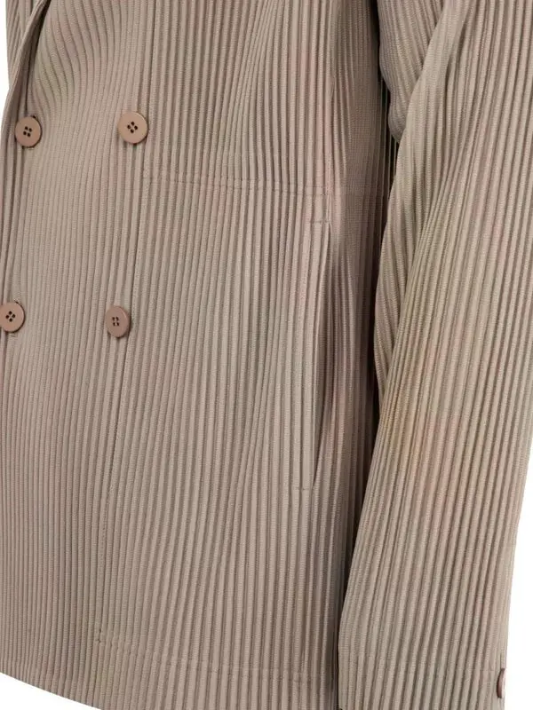Issey Miyake Pleated Double-breasted Blazer - Brown