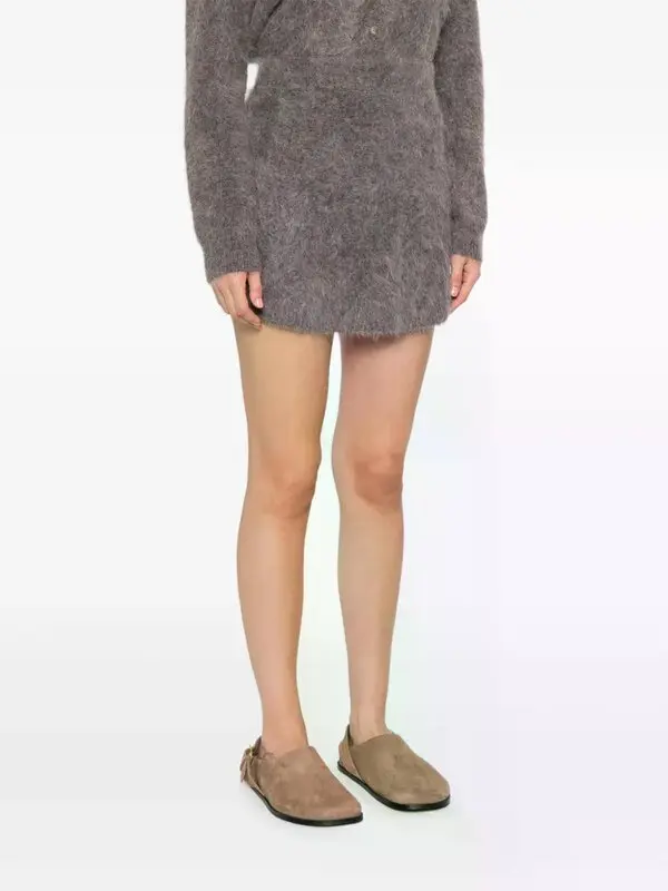 Soft Goat Woven Midi Skirt - Grey