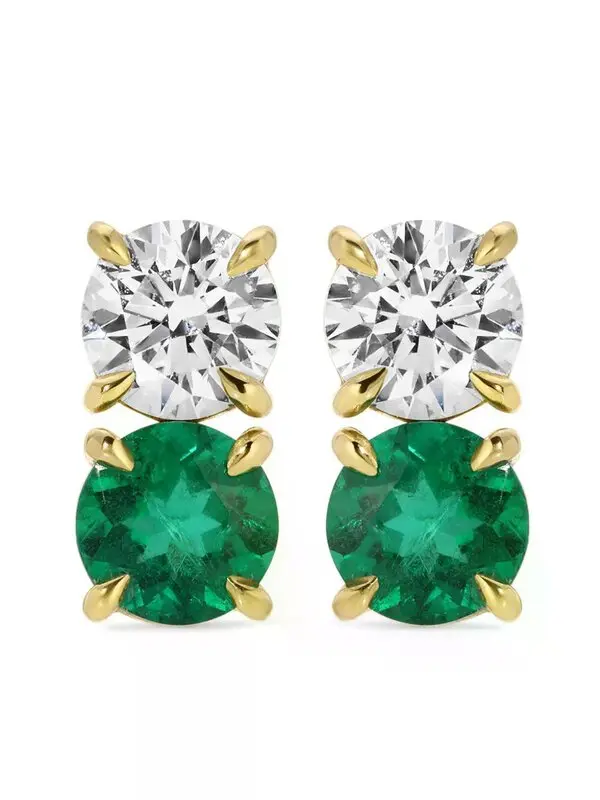 ANITA KO 18k Diamond And Emerald Stud Earrings - Gold