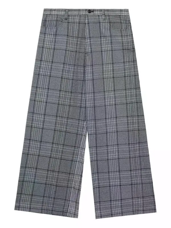 Y’s Checked Wide-leg Trousers