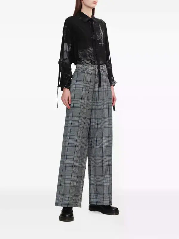 Y’s Checked Wide-leg Trousers