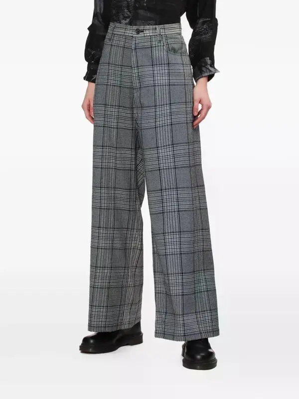 Y’s Checked Wide-leg Trousers