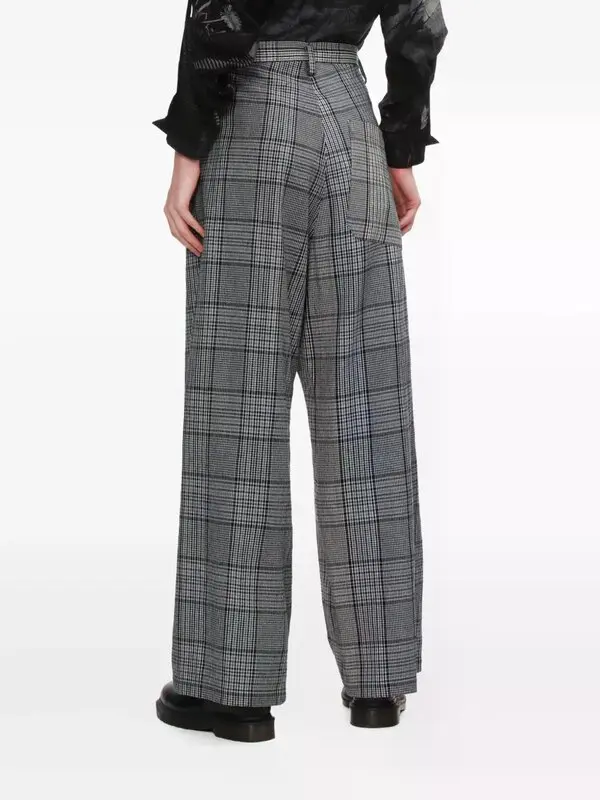 Y’s Checked Wide-leg Trousers