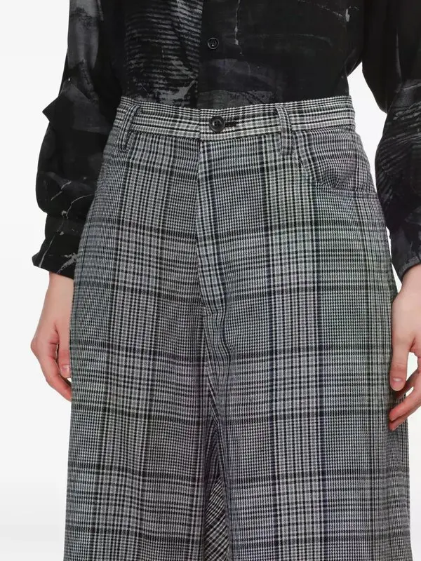 Y’s Checked Wide-leg Trousers