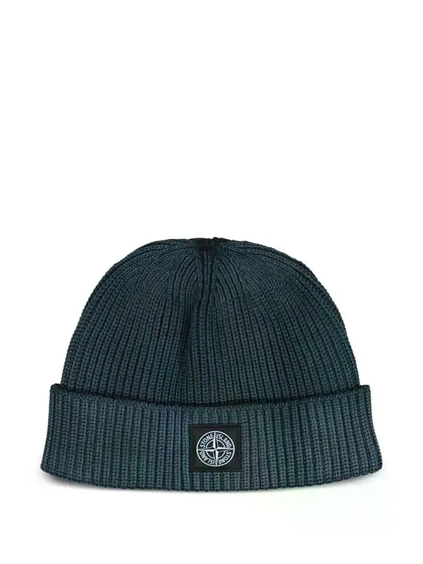 Stone Island Logo-patch Beanie - Blue